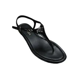 Prada Patent Leather Flat Sandals With Adjustable Buckle