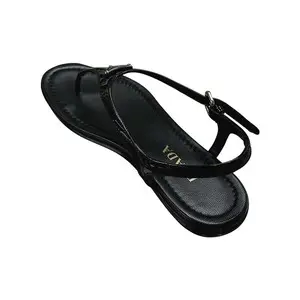 Prada Patent Leather Flat Sandals With Adjustable Buckle