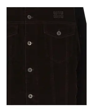 Miu Miu Flocked Chambray Long Sleeve Jacket - Brown