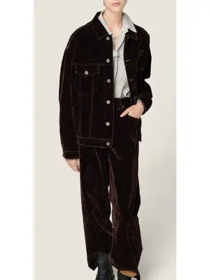 Miu Miu Flocked Chambray Long Sleeve Jacket