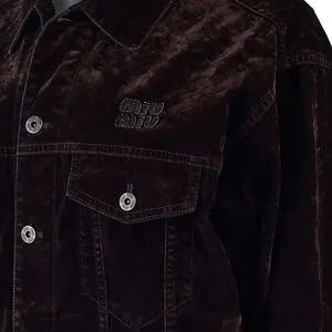 Miu Miu Flocked Chambray Long Sleeve Jacket