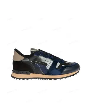 Valentino Garavani Rockrunner Camouflage Lace-up Sneakers - Black
