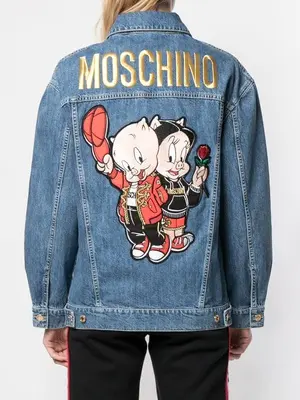 Moschino Porky Pig Embroidered Denim Jacket