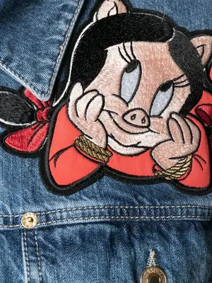 Moschino Porky Pig Embroidered Denim Jacket