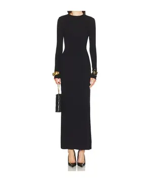 Saint Laurent Open Back Long-sleeved Dress