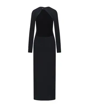Saint Laurent Open Back Long-sleeved Dress - Black
