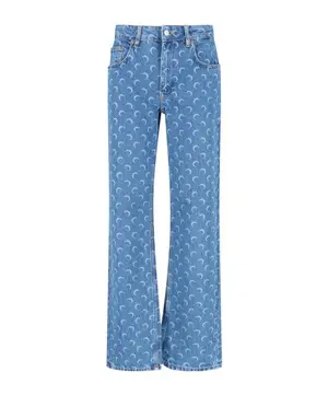 MARINE SERRE Allover Moon Print Straight Leg Jeans