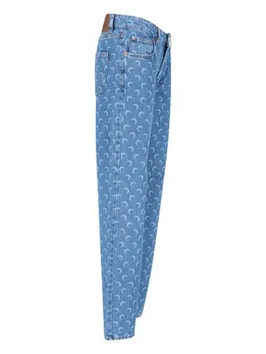 MARINE SERRE Allover Moon Print Straight Leg Jeans
