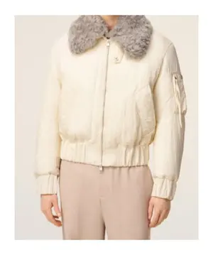 Ami Padded Bomber Jacket With Shearling Collar