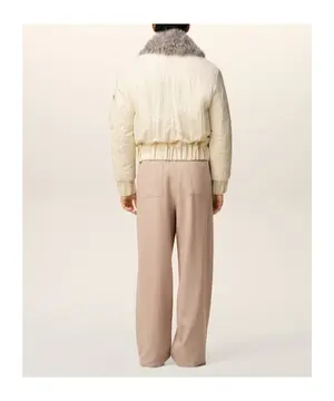 Ami Padded Bomber Jacket With Shearling Collar