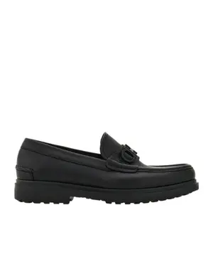 FERRAGAMO Loafer With Gancini Buckle - Black