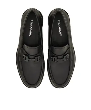 FERRAGAMO Loafer With Gancini Buckle - Black