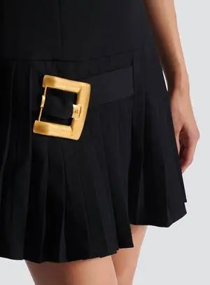 Balmain High Neck Flared Dress With Anthem Belt