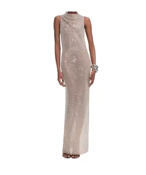 SELF-PORTRAIT Rhinestone Embellished Maxi Dress