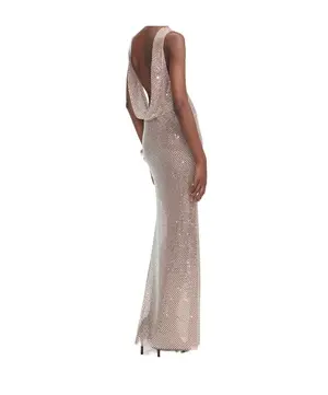 SELF-PORTRAIT Rhinestone Embellished Maxi Dress