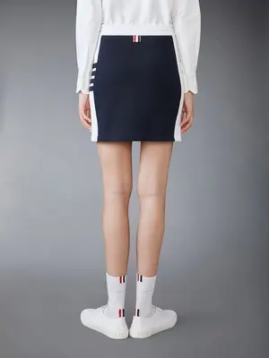 Thom Browne Four Stripe Knit Mini Skirt - Navy Blue