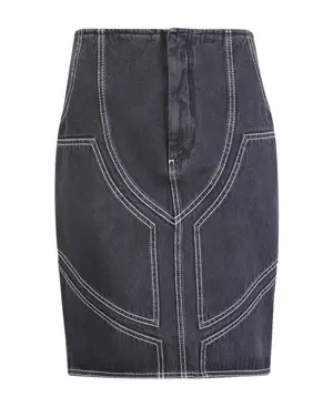 Off-White Curved Hem Denim Skirt With Logo Detail