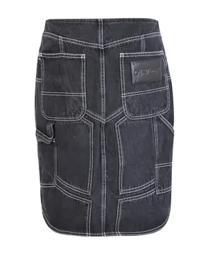 Off-White Curved Hem Denim Skirt With Logo Detail