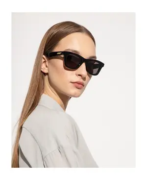 Bottega Veneta Square Frame Sunglasses With Gold Detail