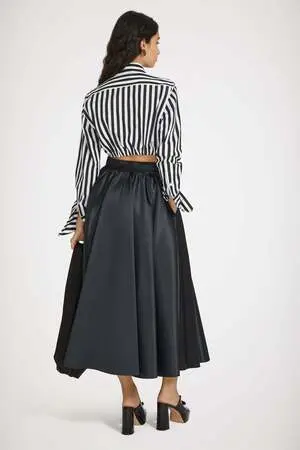 PATOU Volume High Rise Satin Midi Skirt