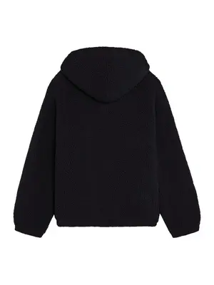 Celine Hooded Jacket In Wool And Cotton Fleece - Black