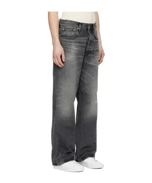 SUNFLOWER Wide Leg Distressed Jeans - Black