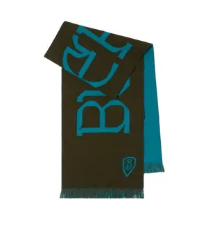 Burberry Logo Jacquard Fringed Scarf - Black