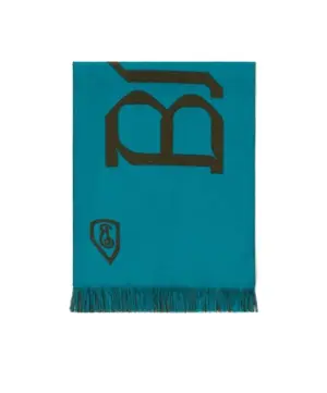 Burberry Logo Jacquard Fringed Scarf - Black