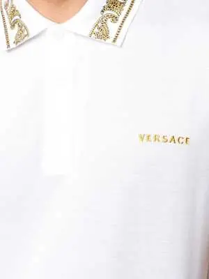 Versace Rhinestone-embellished Logo Polo Shirt