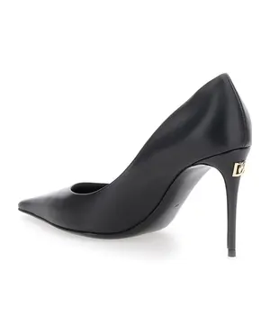 Dolce & Gabbana Pointed Toe Stiletto Pumps With Logo Plaque