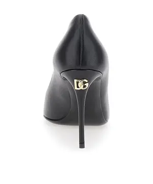 Dolce & Gabbana Pointed Toe Stiletto Pumps With Logo Plaque