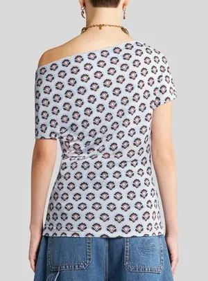 Etro Asymmetrical Printed Off-shoulder Top