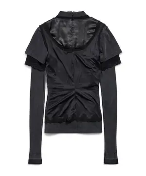 Balenciaga Layered Long-sleeved Top With Lace And Zip Detail