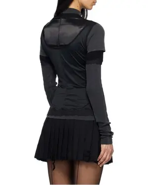Balenciaga Layered Long-sleeved Top With Lace And Zip Detail