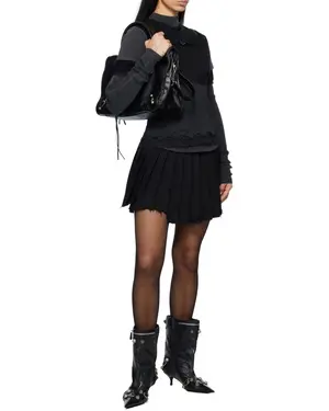 Balenciaga Layered Long-sleeved Top With Lace And Zip Detail