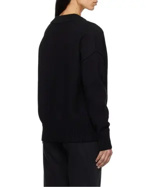 Ami De Coeur Intarsia Knit Buttoned Cardigan - Black