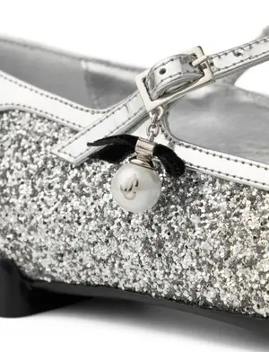 JIMMY CHOO Eleri Glitter-leather Ballet Flats
