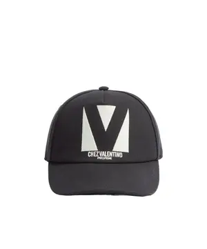 Valentino Garavani Logo Embroidered Baseball Cap - Black/ivory White