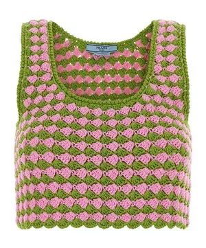 Prada Two-toned Crochet Cropped Vest - Green