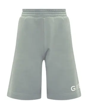 Givenchy Logo Print Elastic Waist Wide Leg Shorts