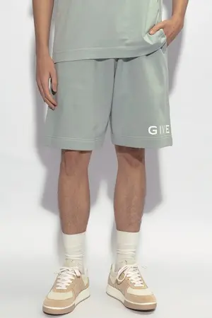 Givenchy Logo Print Elastic Waist Wide Leg Shorts