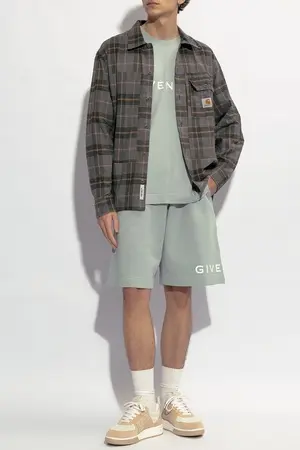 Givenchy Logo Print Elastic Waist Wide Leg Shorts