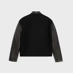 Celine Wool Felt Teddy Jacket With Leather Sleeves