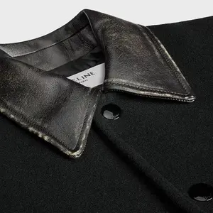 Celine Wool Felt Teddy Jacket With Leather Sleeves