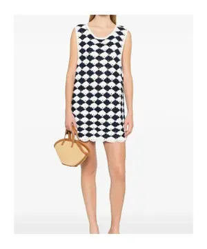 Farm Rio Sleeveless Crocheted Dress With Round Neck