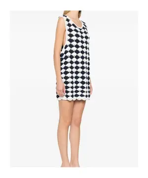 Farm Rio Sleeveless Crocheted Dress With Round Neck