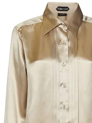 TOM FORD Long-sleeved Lapel Shirt - Nude