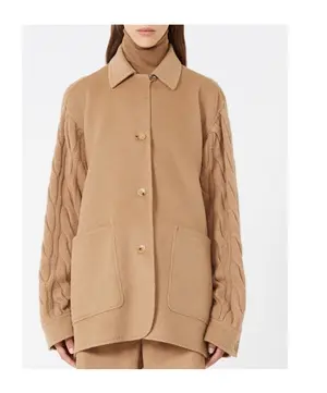 Max Mara Tacco Button-up Knitted-sleeve Jacket