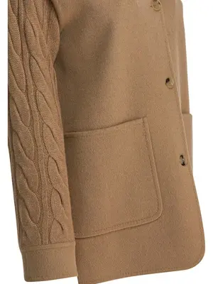 Max Mara Tacco Button-up Knitted-sleeve Jacket