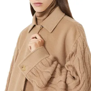 Max Mara Tacco Button-up Knitted-sleeve Jacket